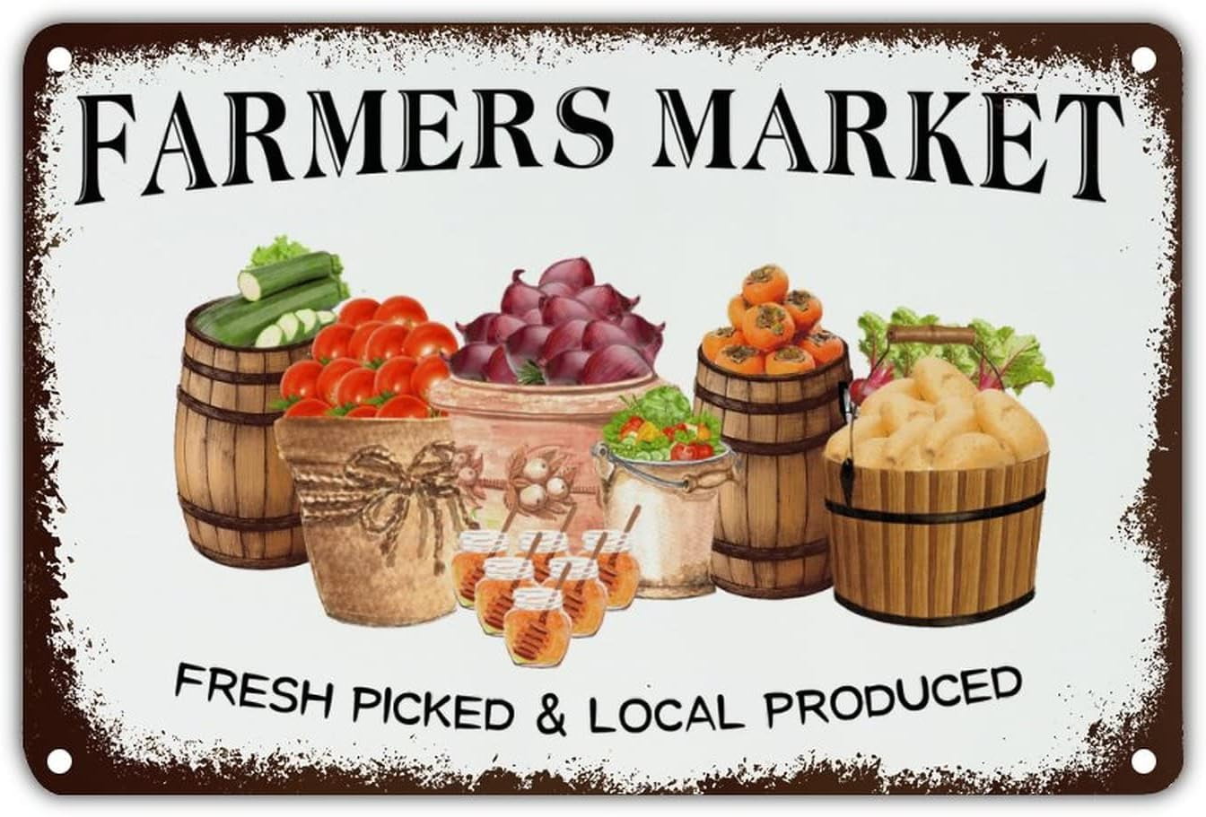 Fresh Picked & Local Produced Sign Farmers Market Art Tin Sign Classic ...
