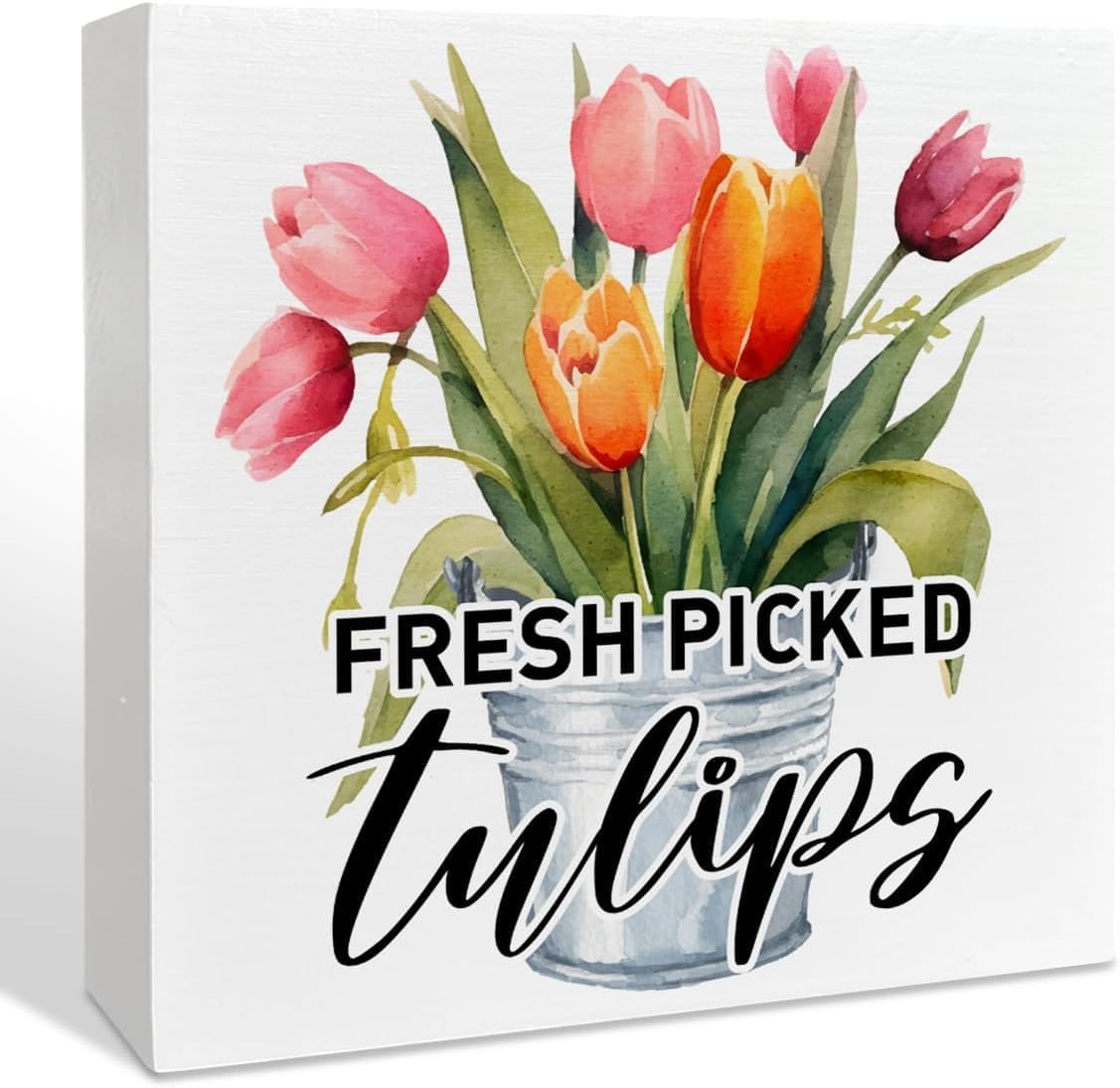 Fresh Picked Tulips Wooden Box Sign Spring Table Decor Spring Tulips ...