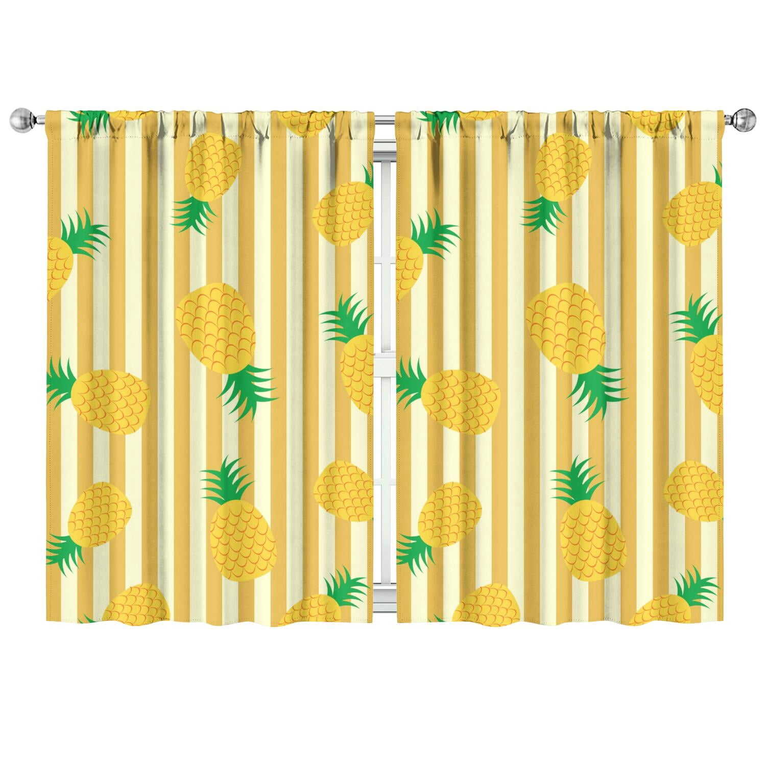 Fresh Pineapple Kitchen Curtains 2 Pack 42x63 Inch Tier Caf Curtains