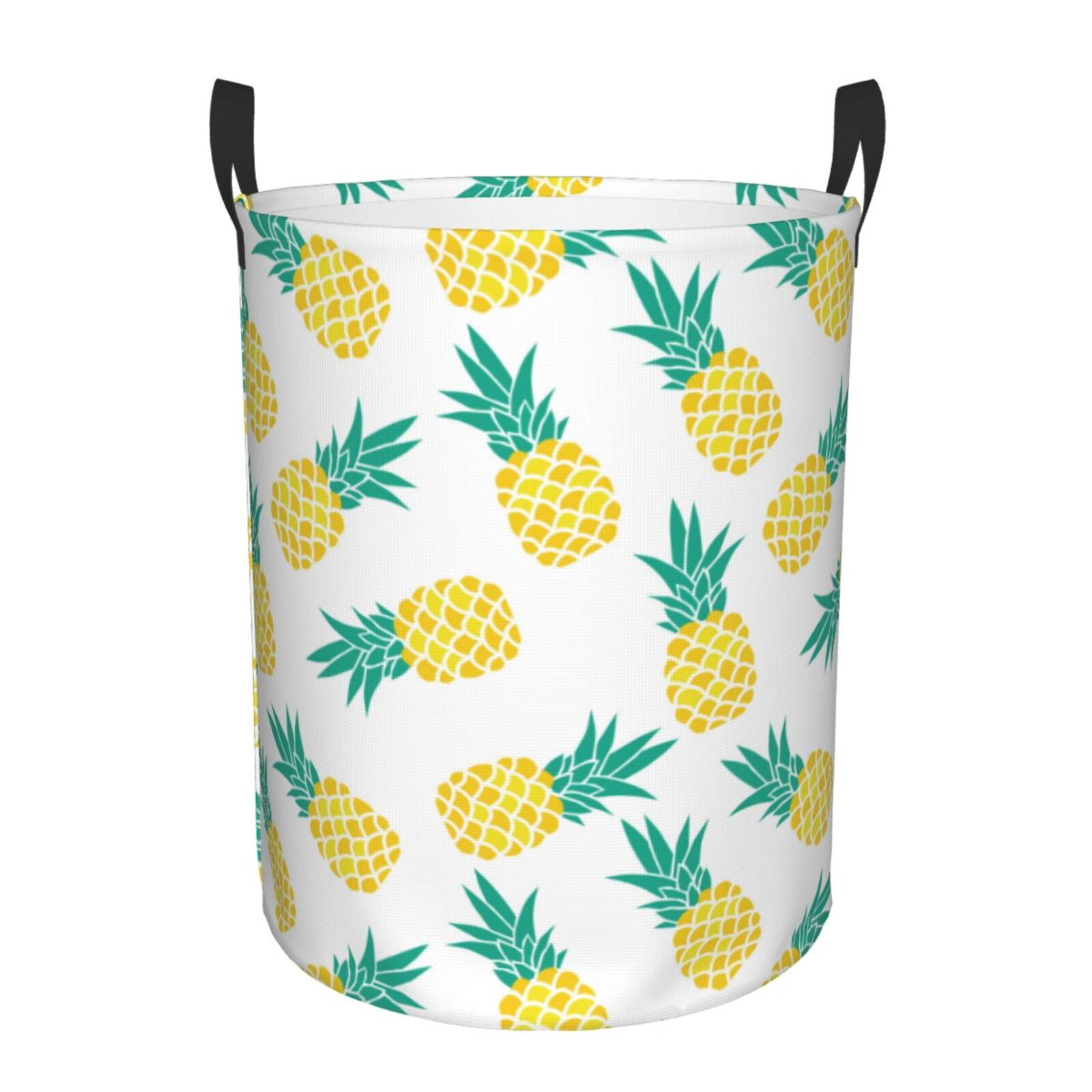 Fresh Pineapple Round Laundry Basket, Laundry Hamper with Handle ...