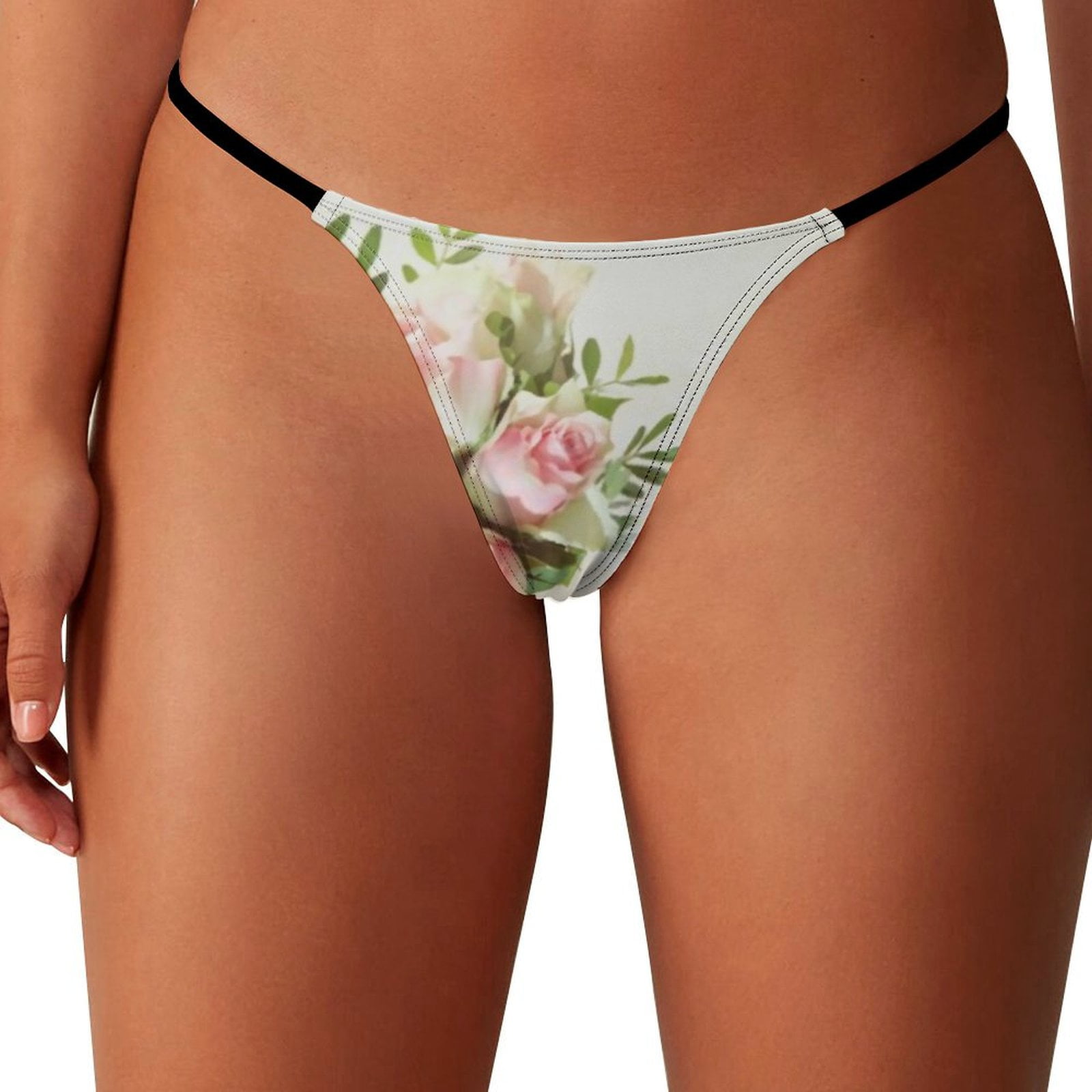 Fresh Pink Roses Women's Thongs Panties G-Strings T-back Underwear Bikini String Underpants ...