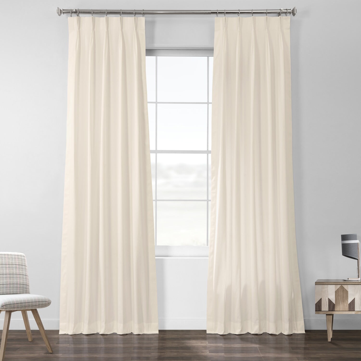 Fresh Popcorn Solid Cotton Pleated Curtain (1 Panel), Fresh Popcorn ...