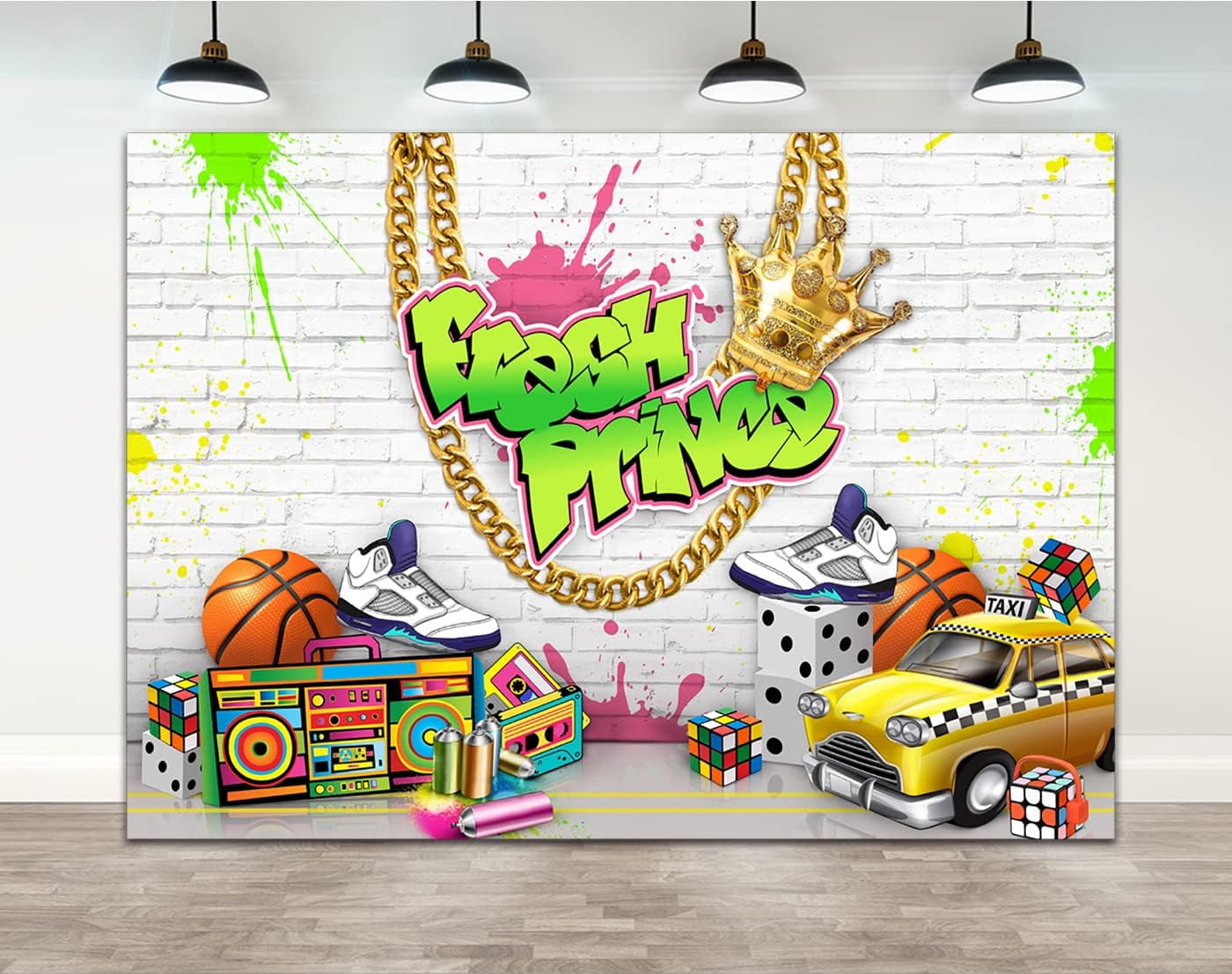 Fresh Prince Hip Pop Baby Shower Backdrop Boys Graffiti Disco Vintage ...