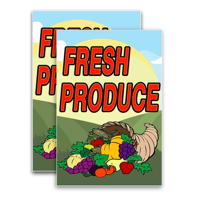 Fresh Produce (24" X 36") Vinyl Decal Only (Pack of 2) |Sign|Sticker ...