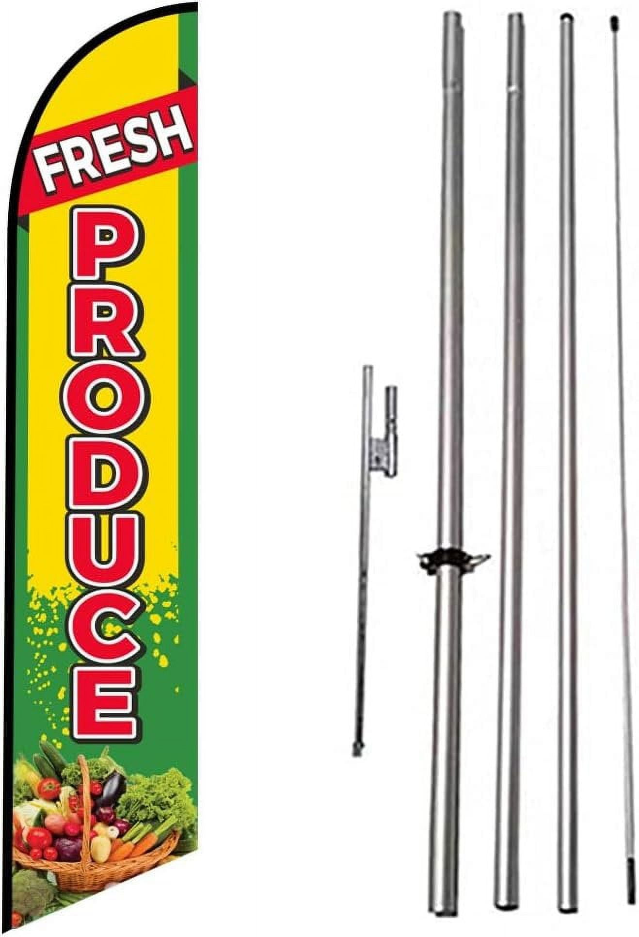 Fresh Produce Advertising Feather Banner Swooper Flag Sign with Flag ...