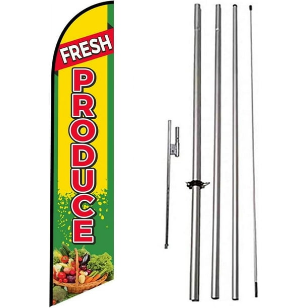 Fresh Produce Advertising Feather Banner Swooper Flag Sign with Flag ...