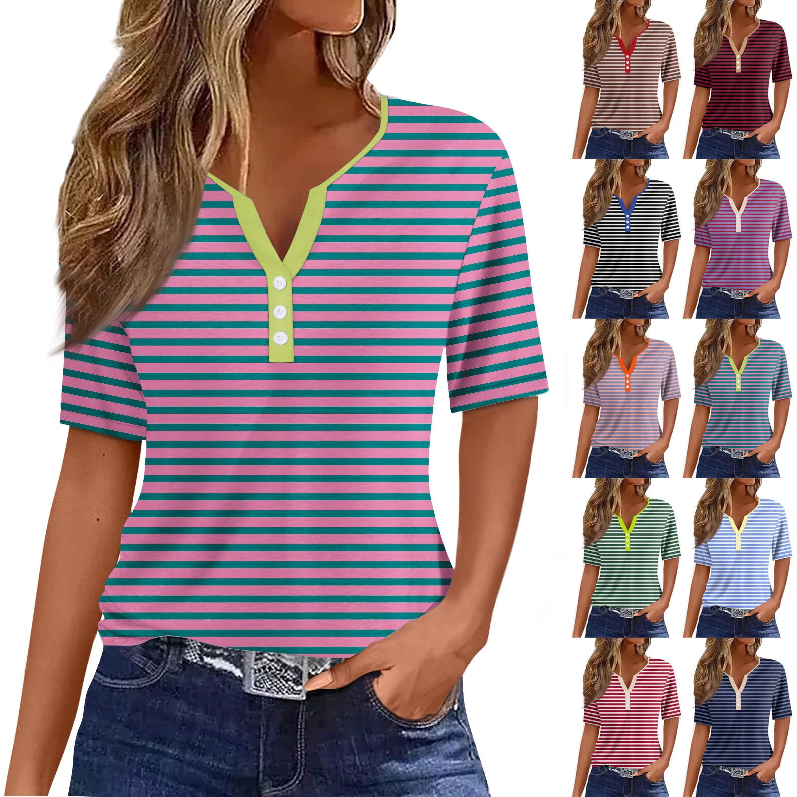 Fresh Produce Clothing - Henley Shirts for Women Short Sleeve, Womens ...