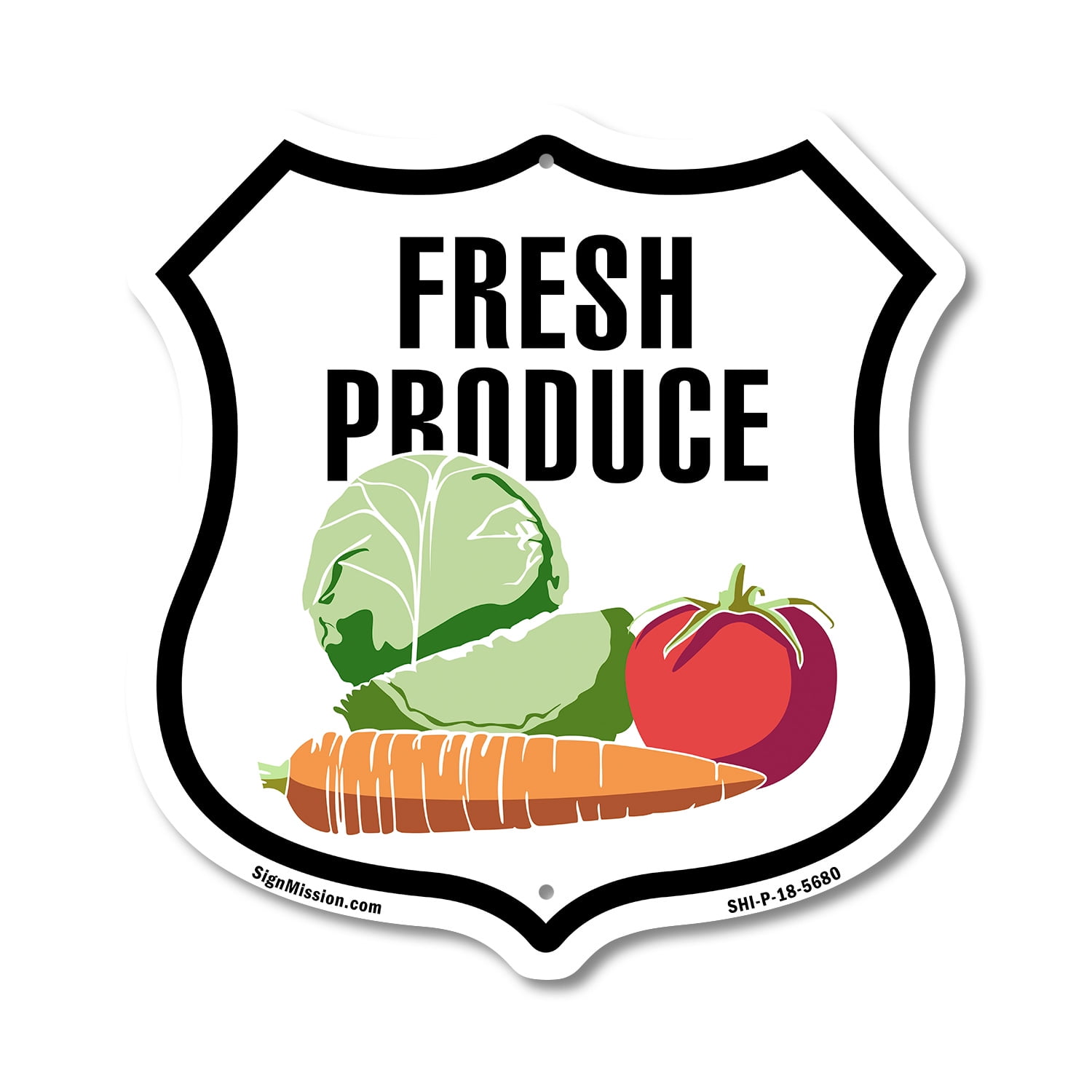 Fresh Produce Color Fruit Vegetables 12 inch X 12 inch Shield Shaped ...