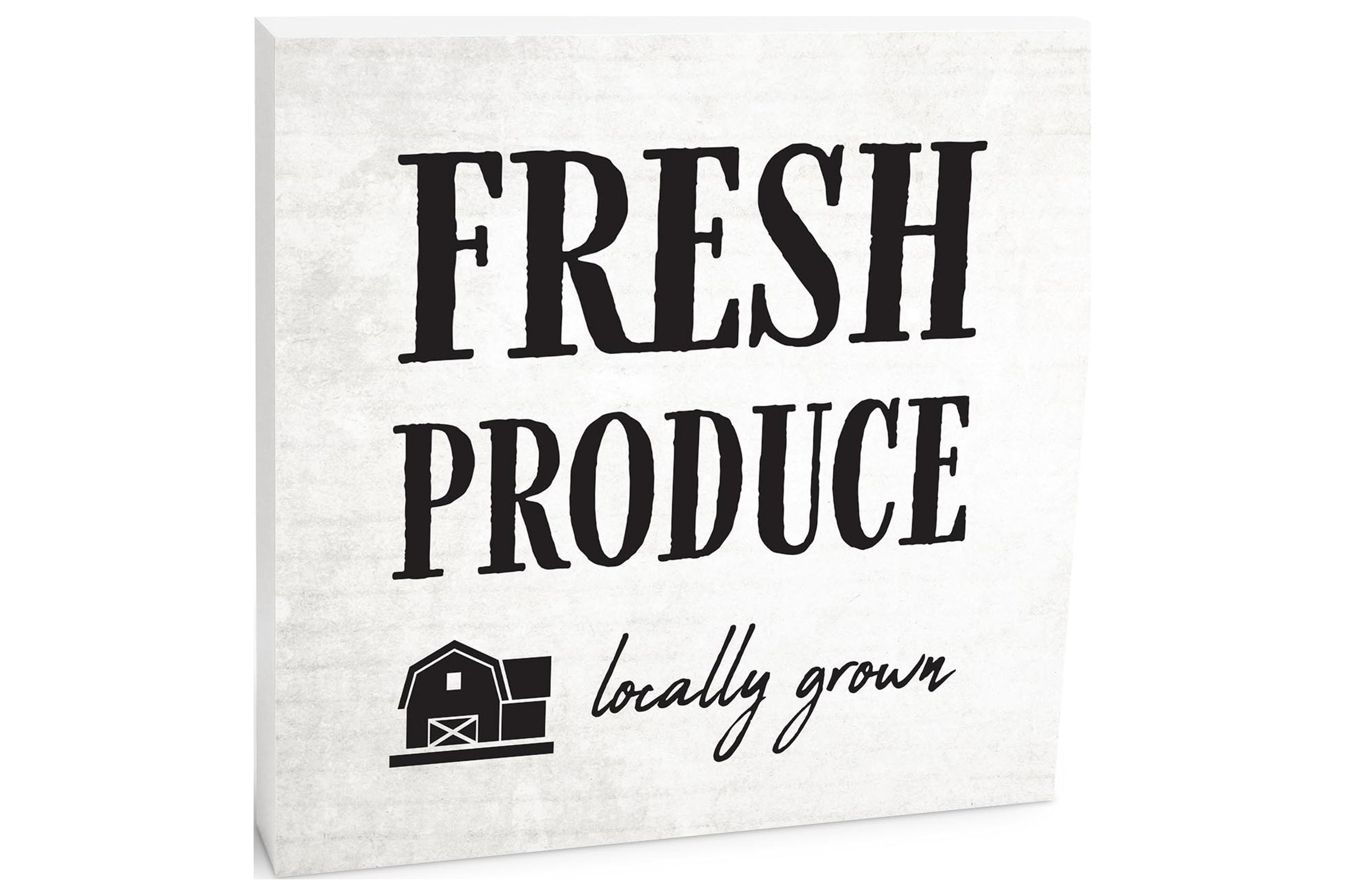 Fresh Produce Locally Grown Black Barn 10 x 10 Wood Tabletop Sign ...
