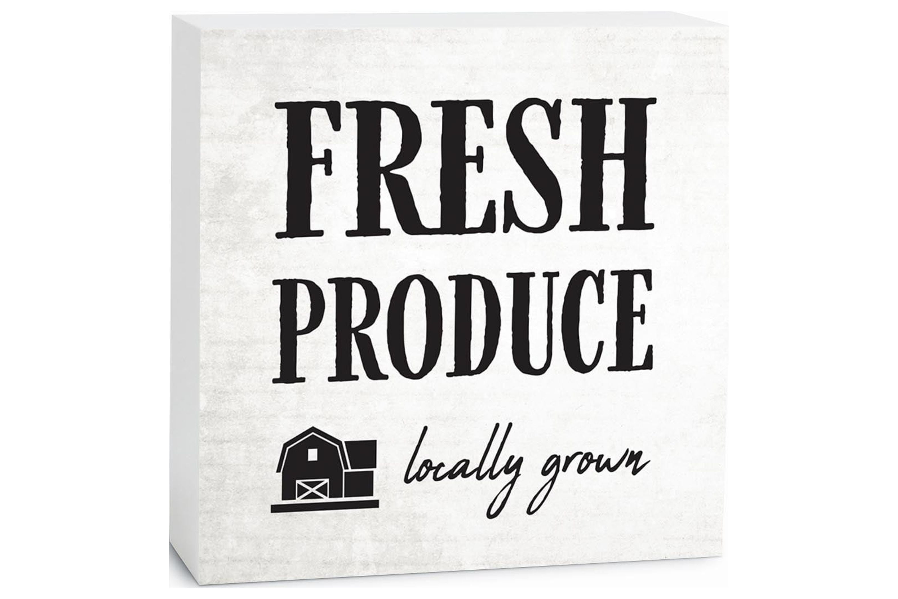 Fresh Produce Locally Grown Black Barn 5 x 5 Wood Tabletop Sign Plaque ...