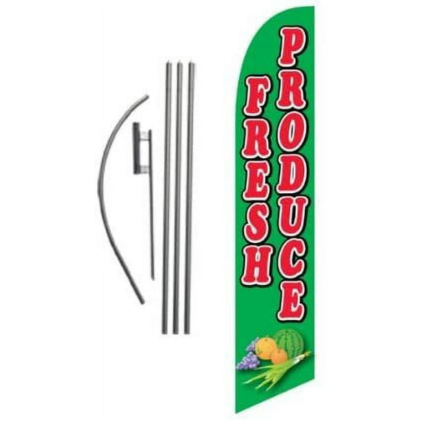 Fresh Produce Market Advertising Feather Banner Swooper Flag Sign with ...