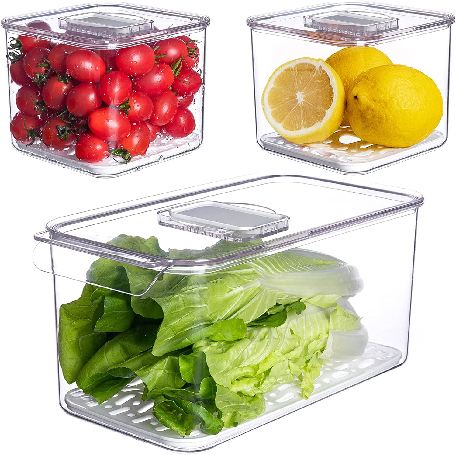 Fresh Produce Saver for Refrigerator, 3 Pcs Food Fruit Lettuce Keeper ...