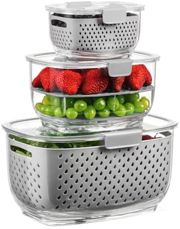 Fresh Produce Vegetable Fruit Storage Containers 3Piece Set, BPA-free ...