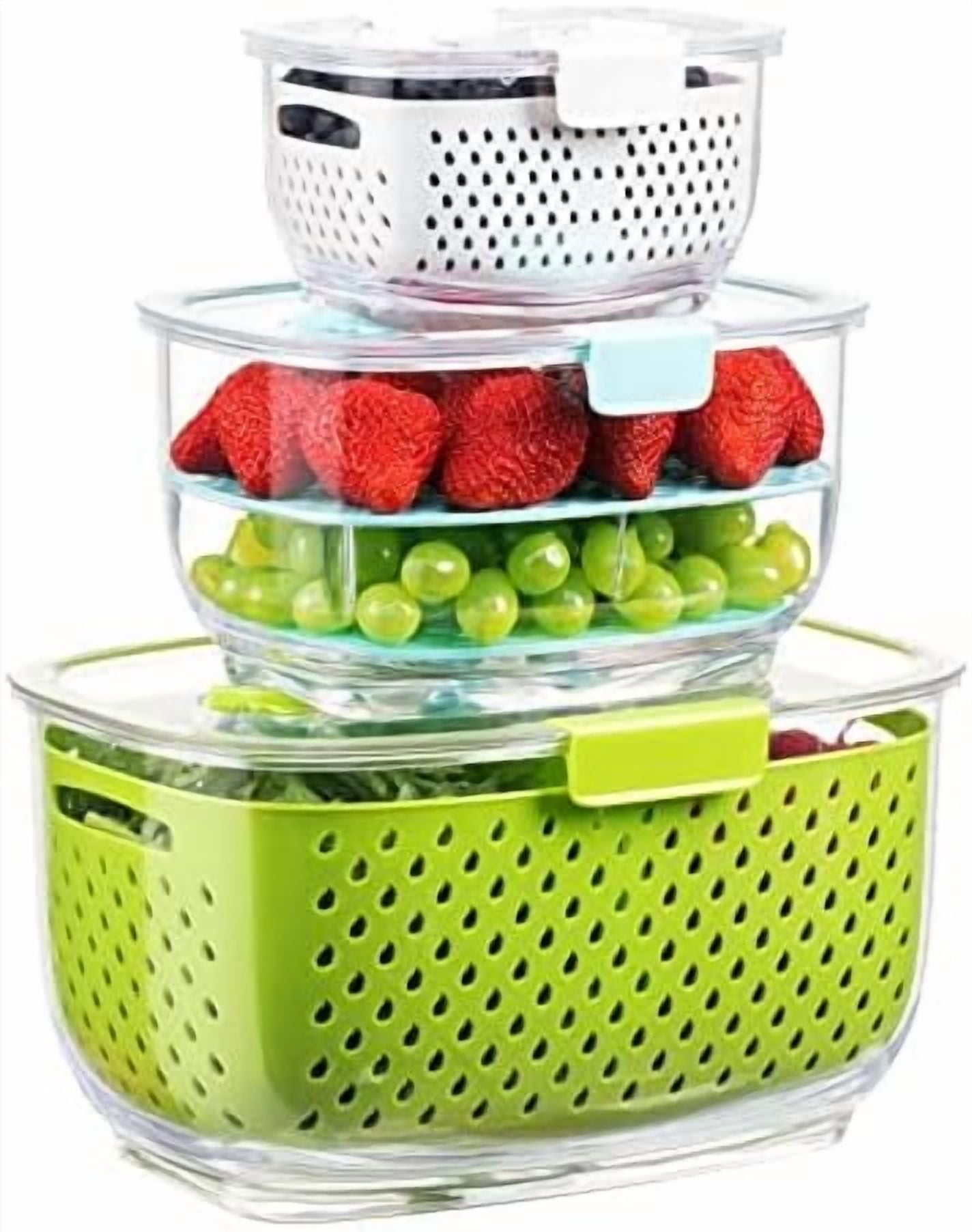 Fresh Produce Vegetable Fruit Storage Containers 3Piece Set, BPA-free ...