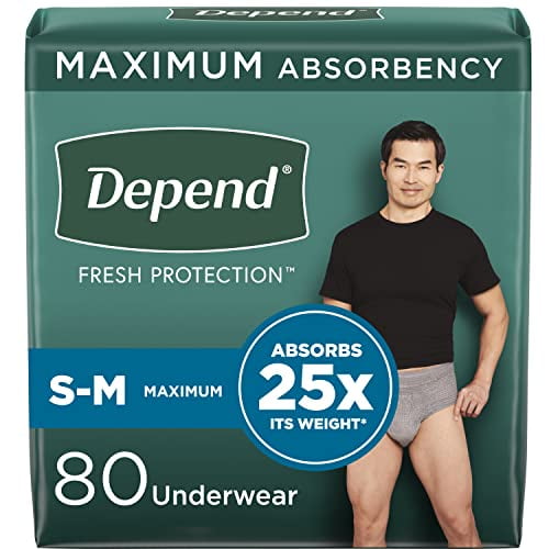 Depend Maximum Absorbency Incontinence Underwear for Men, Small/Medium ...