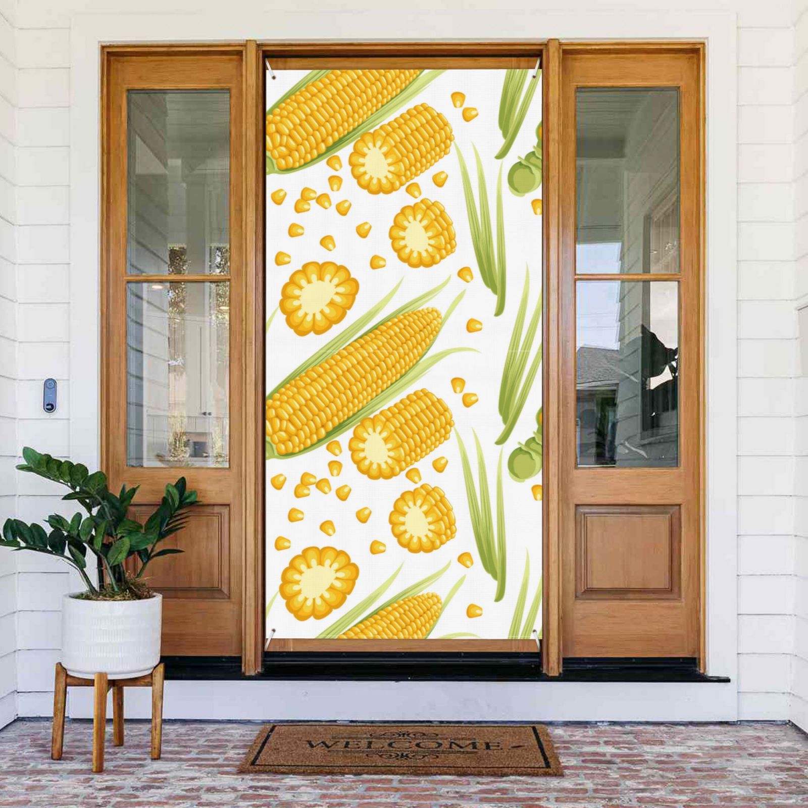 Fresh Ripe Corn Cobs Pattern Door Cover Decoration Backdrop Banner Flag ...