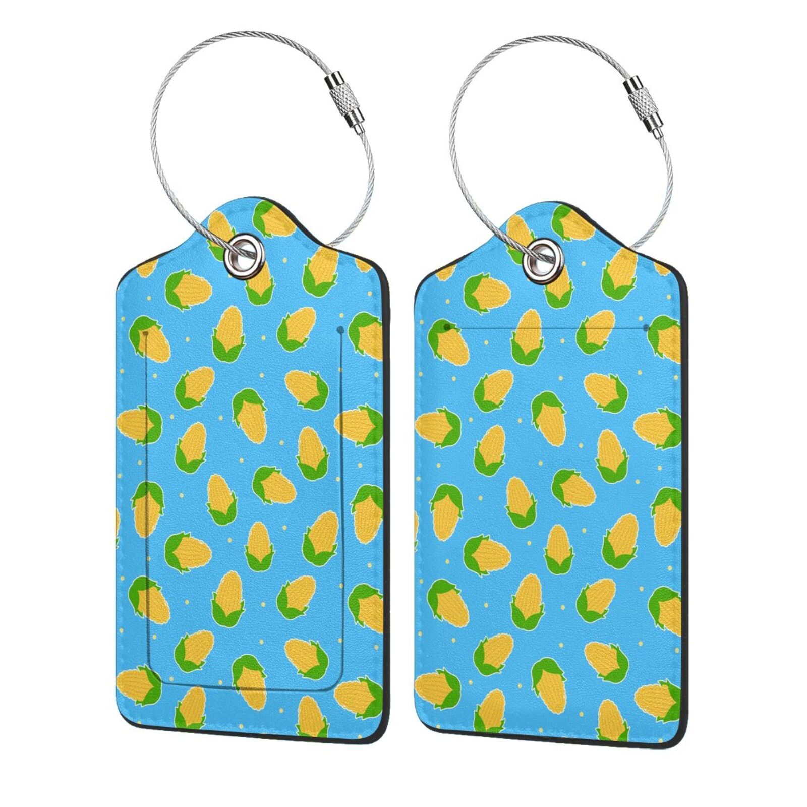 Fresh Ripe Corn Cobs Pattern Luggage Tags for Suitcase PU Privacy Cover ...