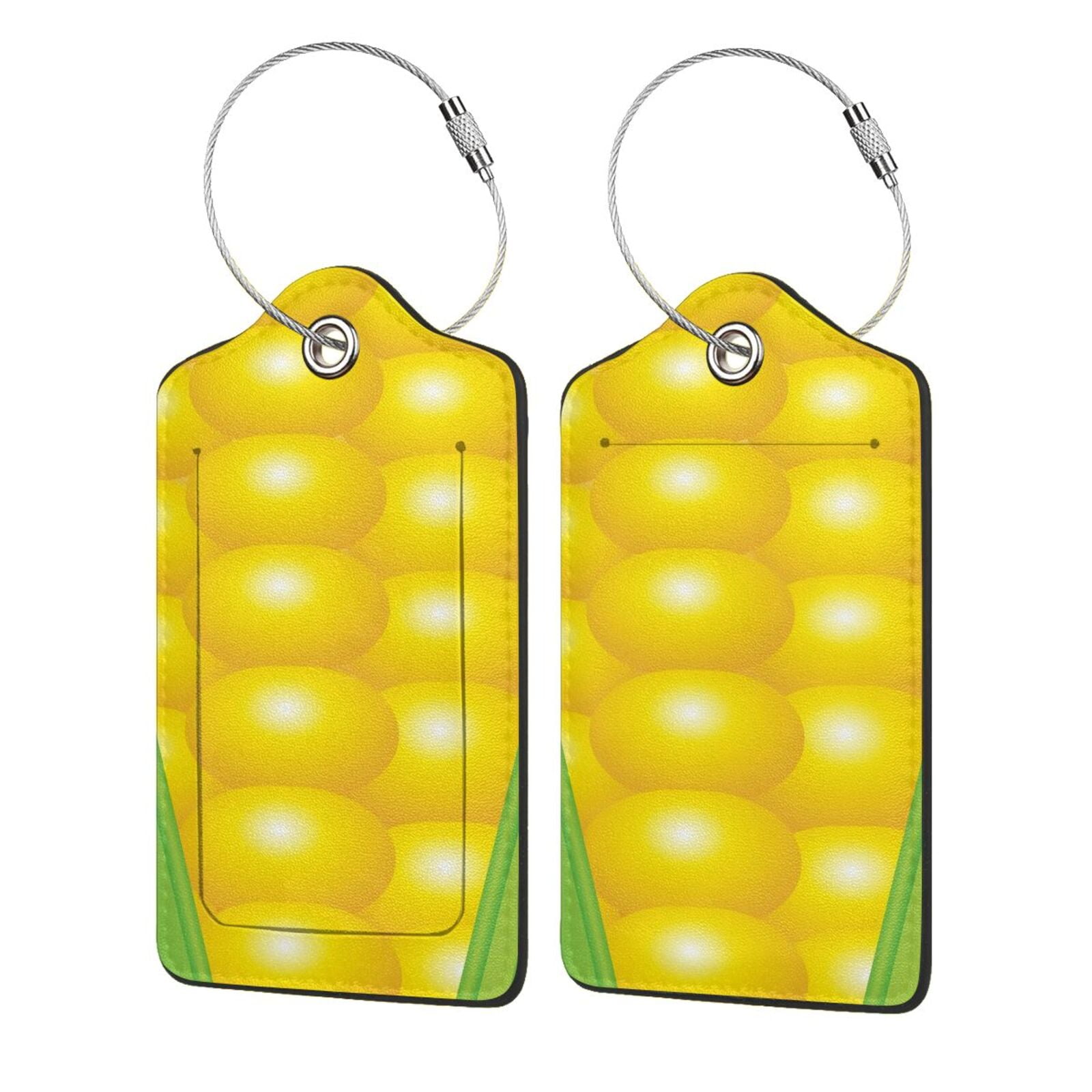 Fresh Ripe Corn Cobs Pattern Luggage Tags for Suitcase PU Privacy Cover ...