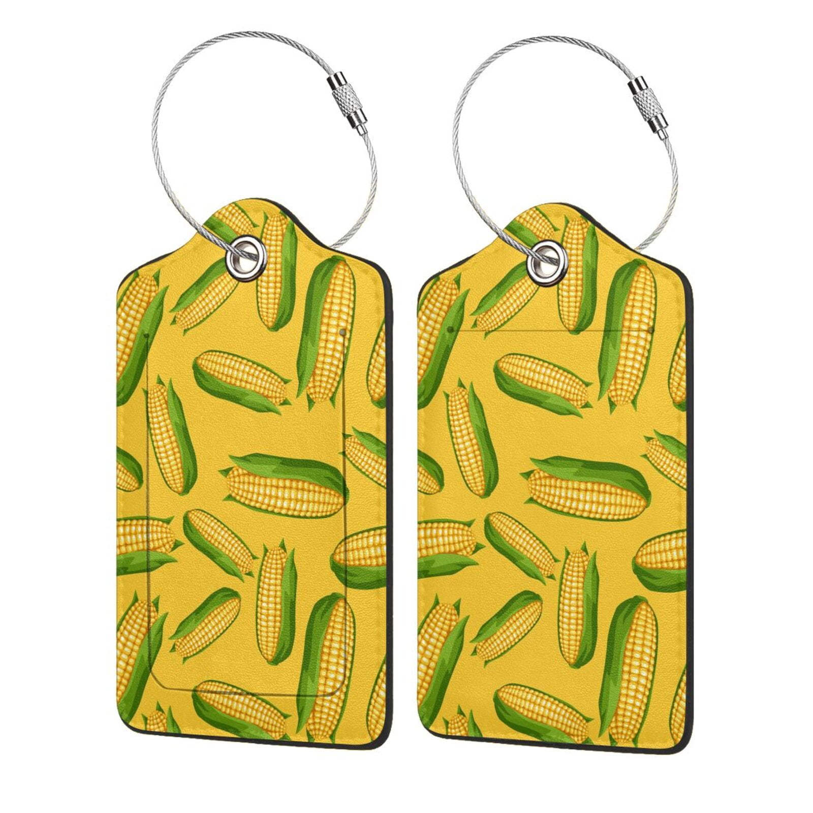 Fresh Ripe Corn Cobs Pattern Luggage Tags for Suitcase PU Privacy Cover ...