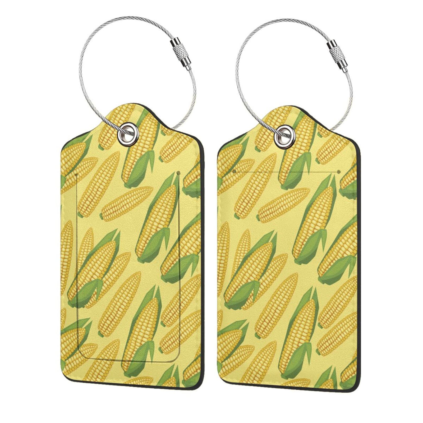 Fresh Ripe Corn Cobs Pattern Luggage Tags for Suitcase PU Privacy Cover ...