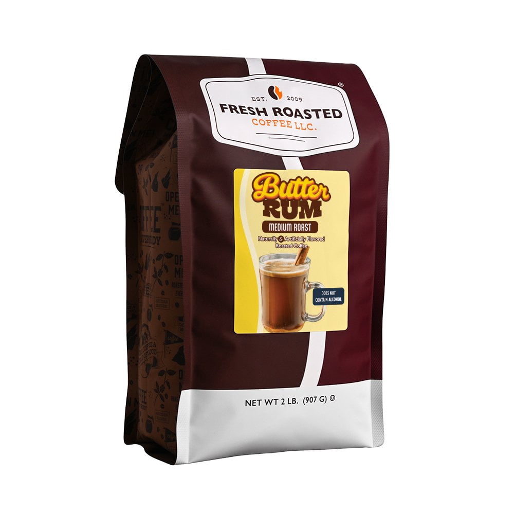 Fresh Roasted Coffee, Butter Rum Flavored Coffee Drip Ground, 32 oz 2 ...