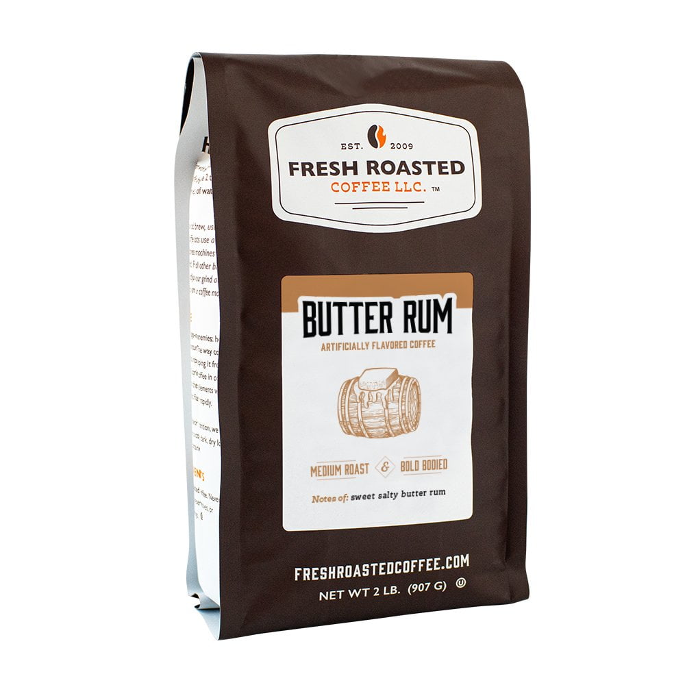 Fresh Roasted Coffee, Butter Rum Flavored Coffee Whole Bean, 32 oz 2 ...