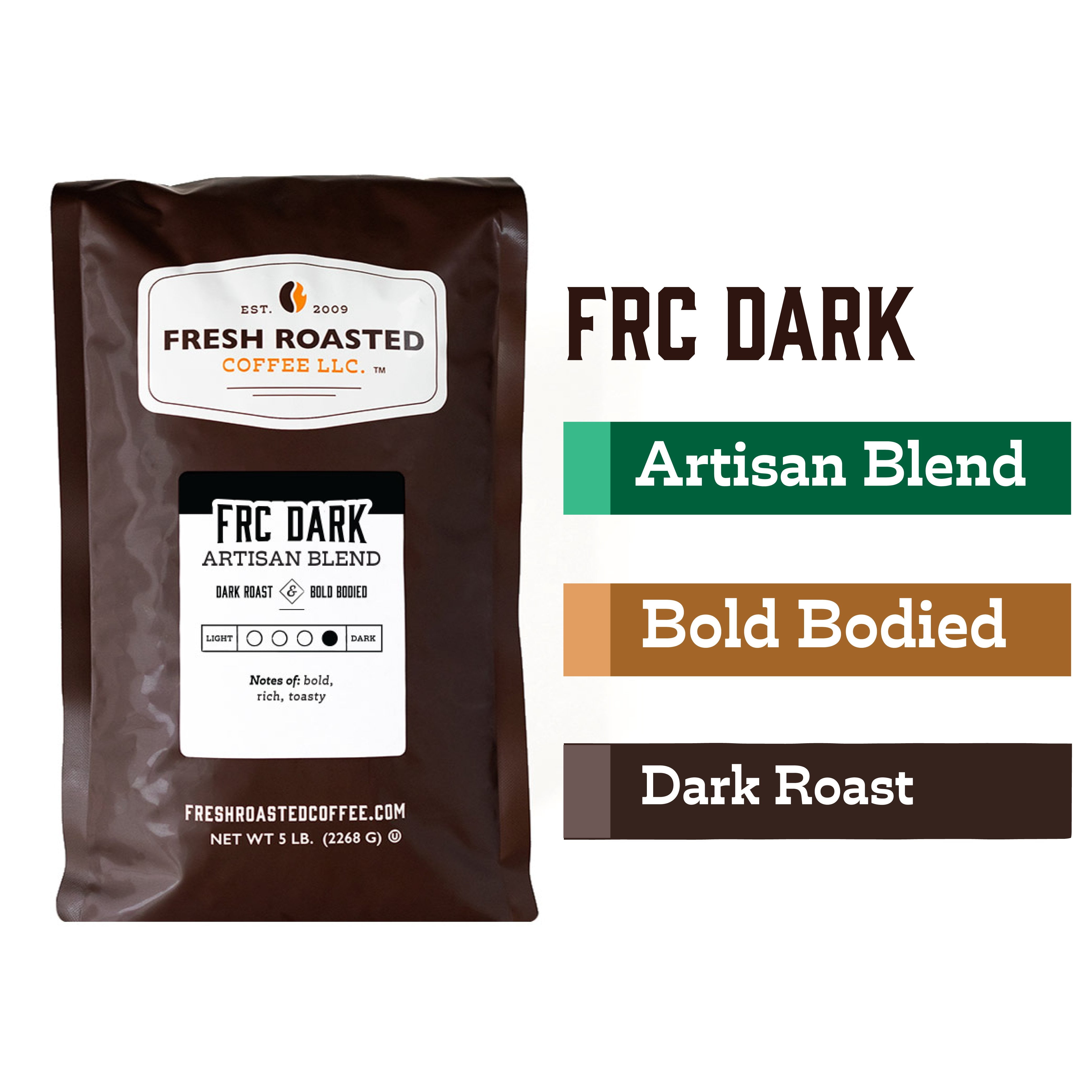 Fresh Roasted Coffee, Dark Roast Artisan Blend, Kosher, Drip Ground, 80 ...