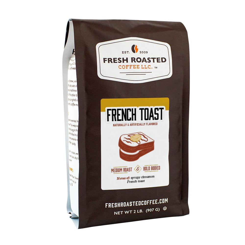 Fresh Roasted Coffee, French Toast Flavored Coffee Whole Bean, 32 oz 2 ...