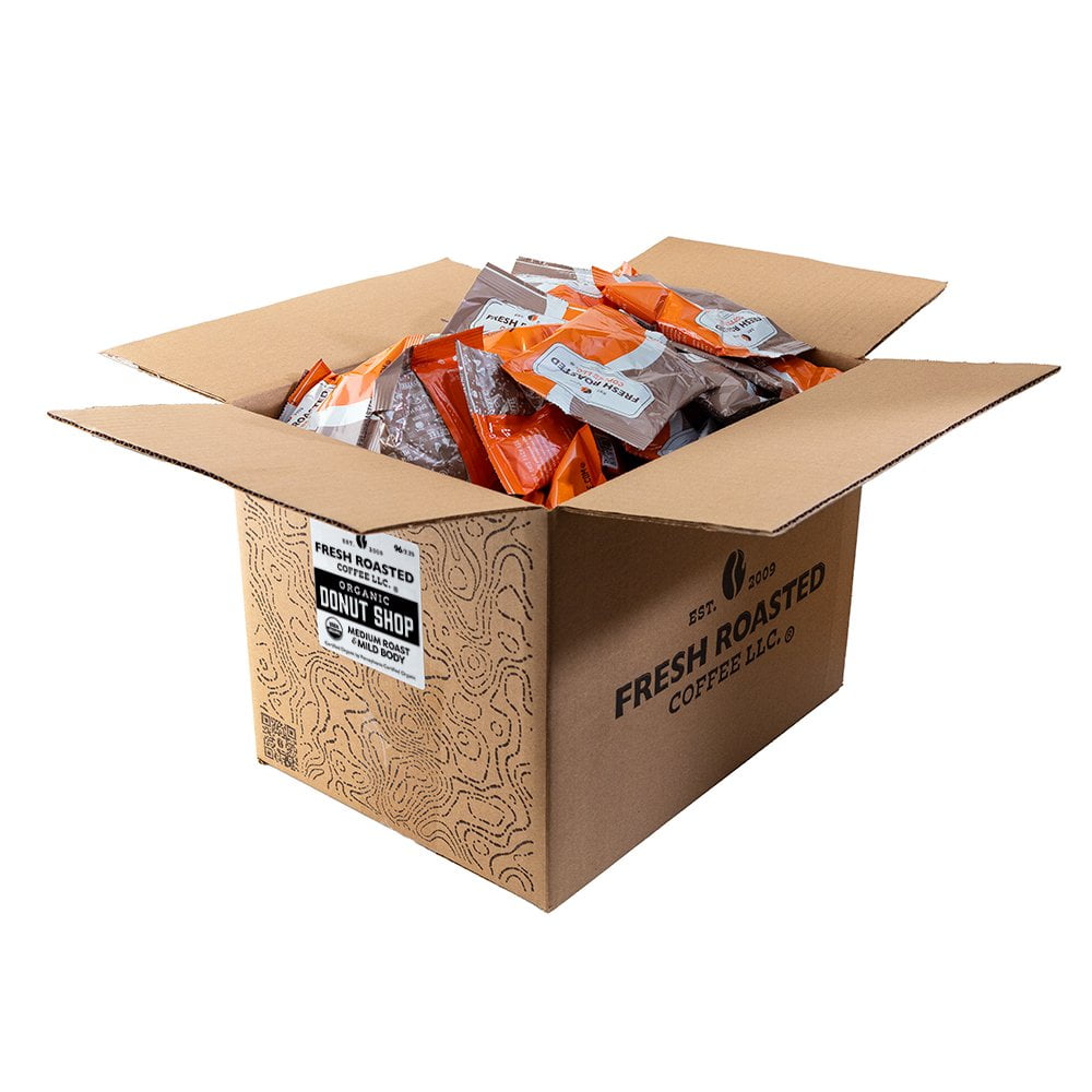 Fresh Roasted Coffee, Organic Donut Shop Coffee Portion Packs 2.25 oz ...