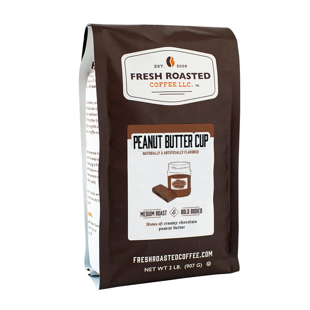 Fresh Roasted Coffee, Peanut Butter Cup Flavored Coffee Drip Ground, 32 ...
