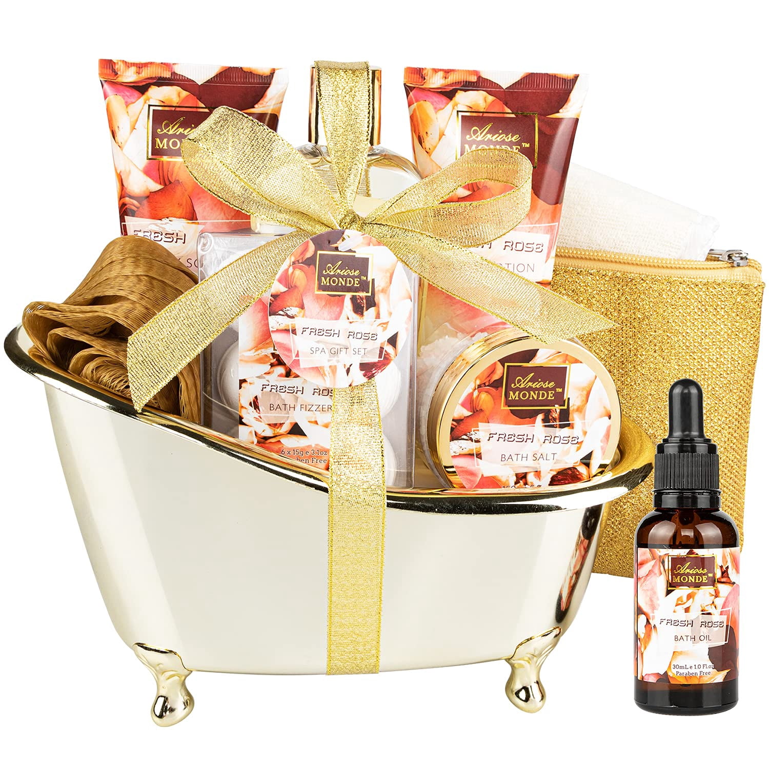 Fresh Rose Scented Spa TGF4 Gift Set for Him & Her, 10-Piece Collection ...