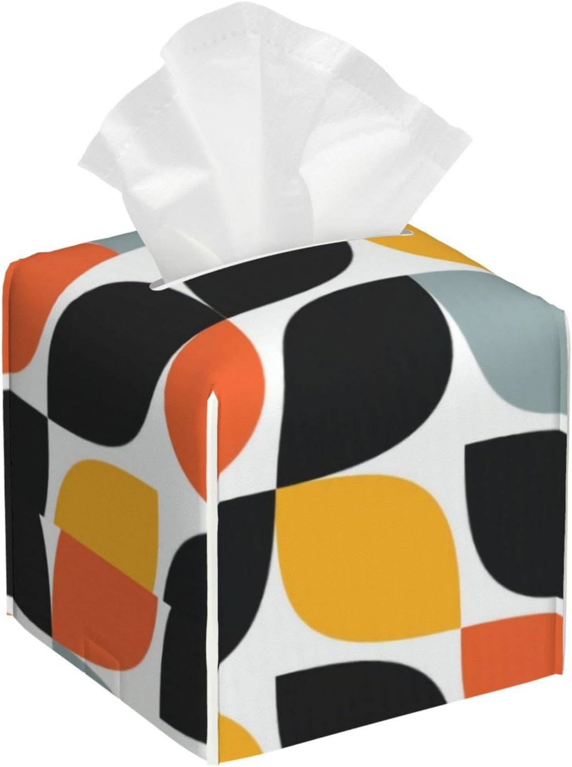 Fresh Sage Green White Square Tissue Box Cover, Leather Tissues Cube ...