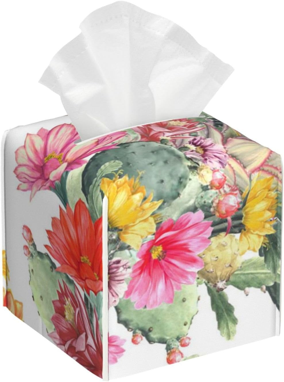 Fresh Sage Green White Square Tissue Box Cover, Leather Tissues Cube ...