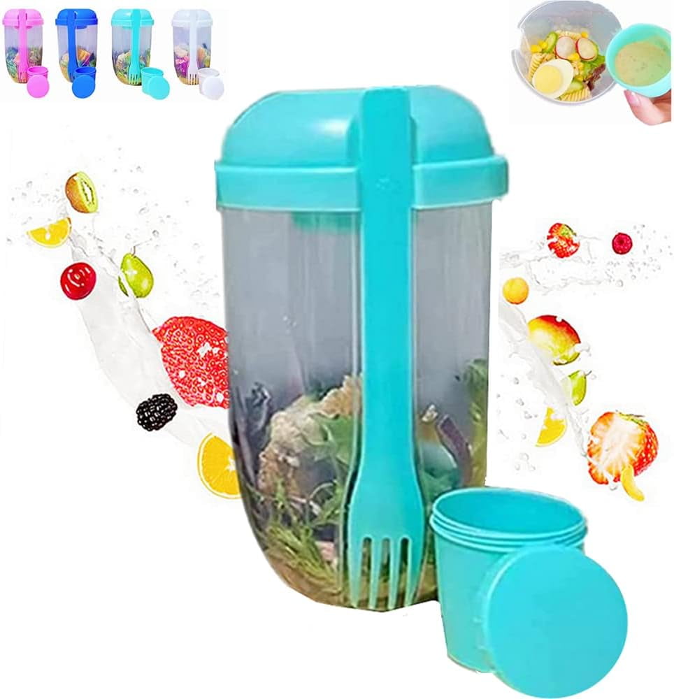 Fresh Salad to Go Container Set, Keep Fit Salad Meal Shaker Cup with ...