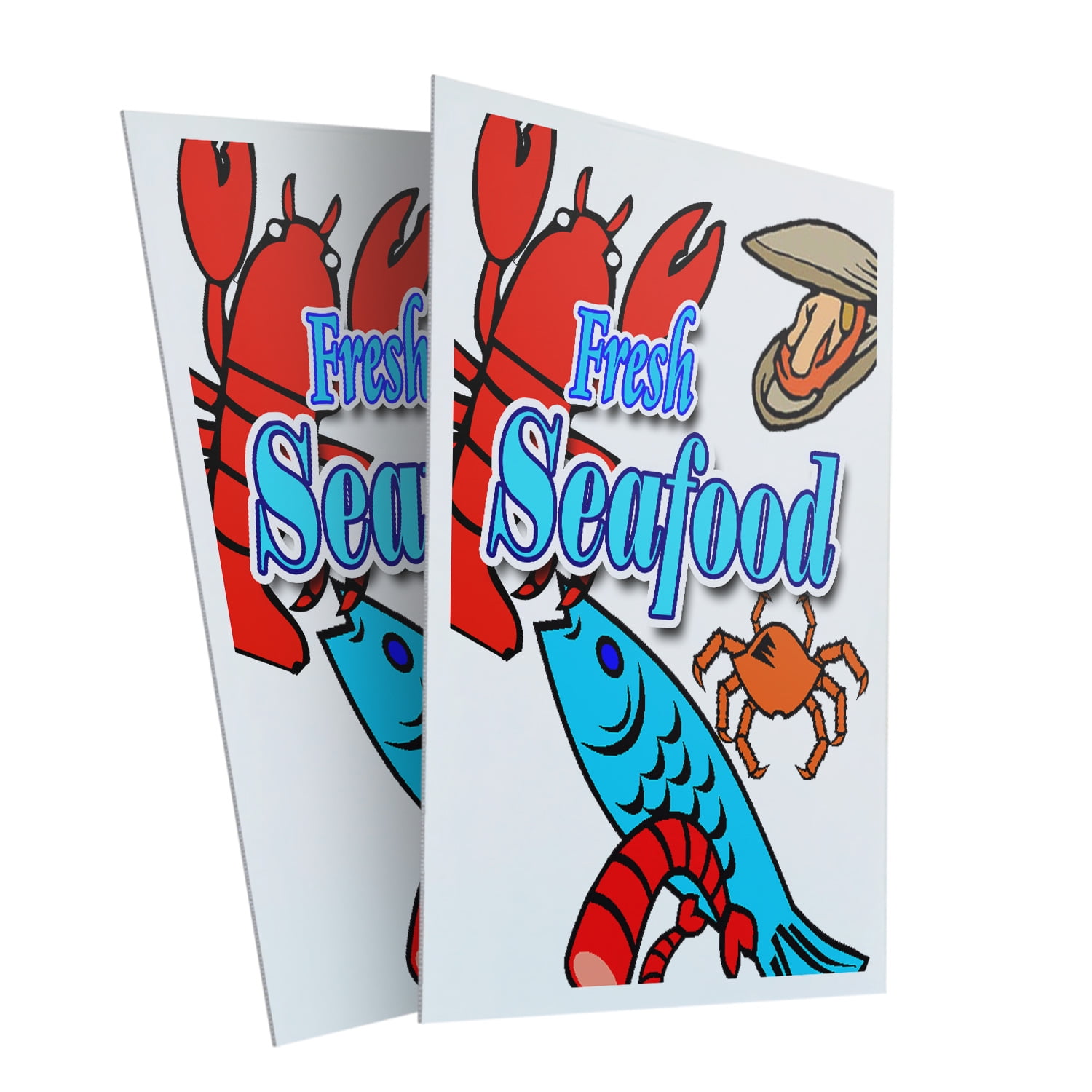 Fresh Seafood (2-PACK) 24" x 36" Plastic Signs | Sign Insert 4mm ...