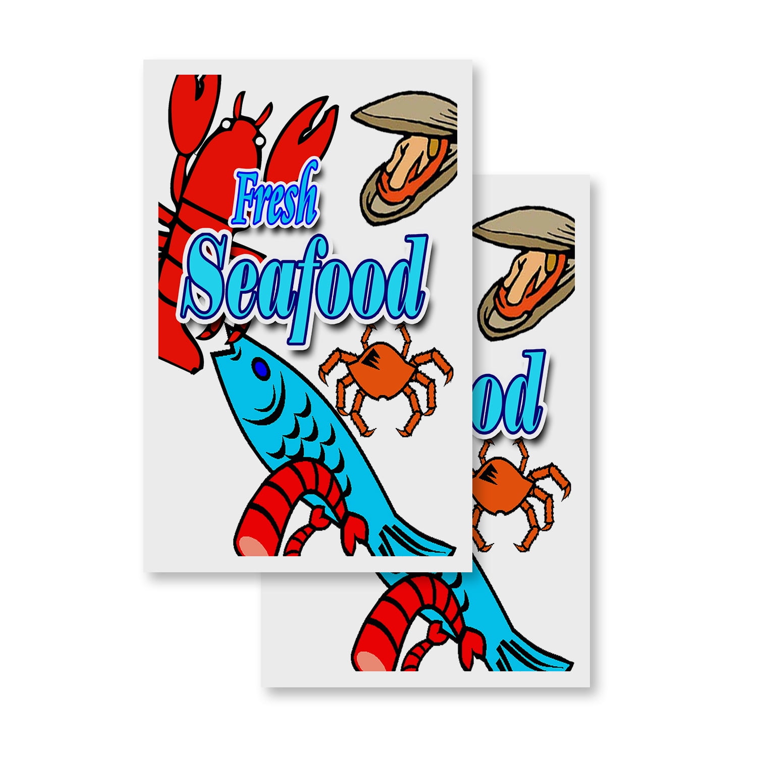 Fresh Seafood (2-PACK) 24" x 36" Vinyl Decals | Sign Insert Peel ...