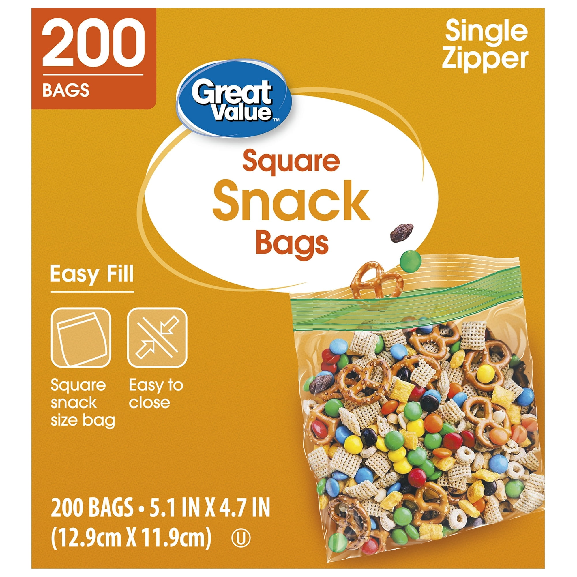 Fresh Seal Square Zipper Snack Bags, 200 Count - Walmart.com