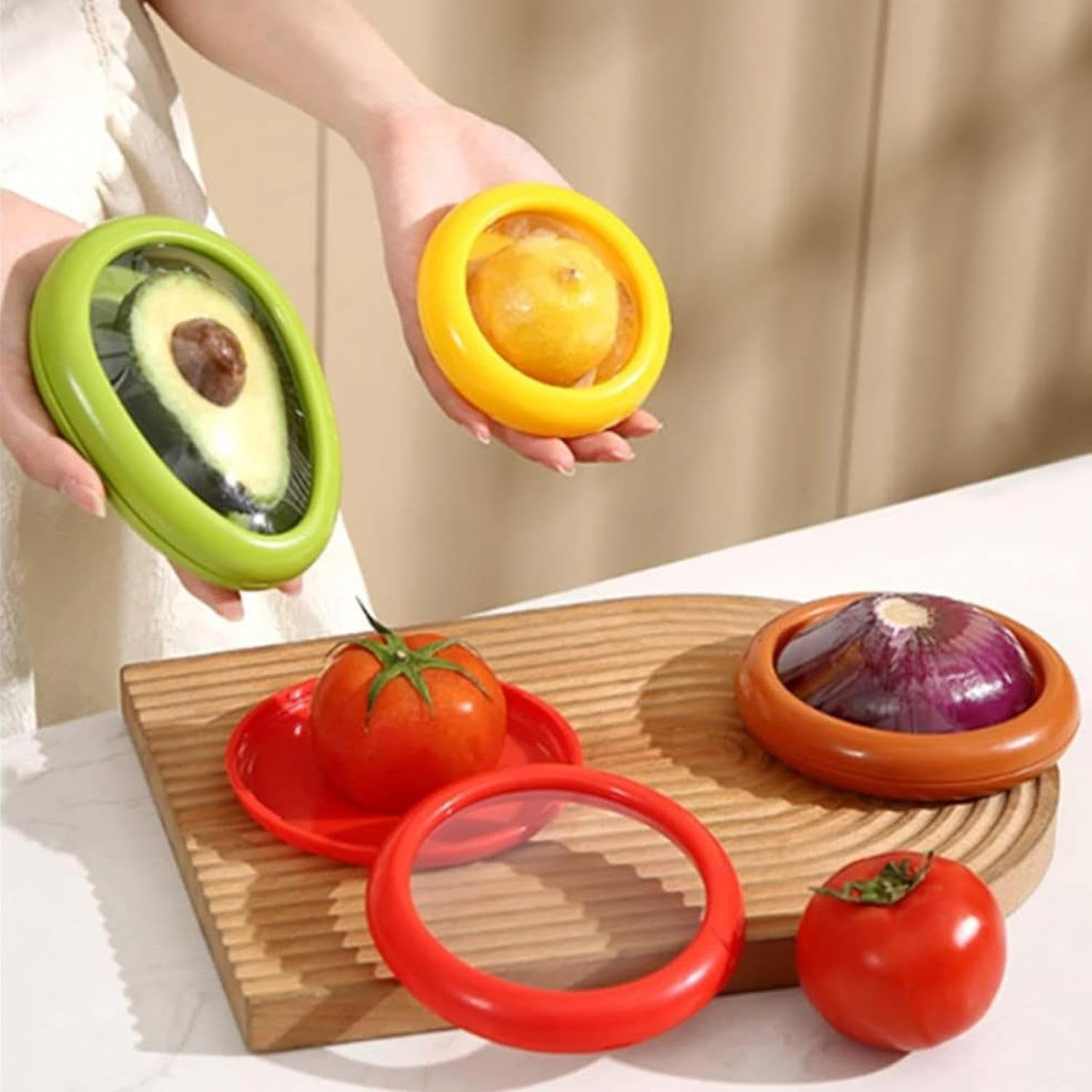 Fresh Silicone Fruit Storage Box, Reusable Avocado Saver and Tomato ...