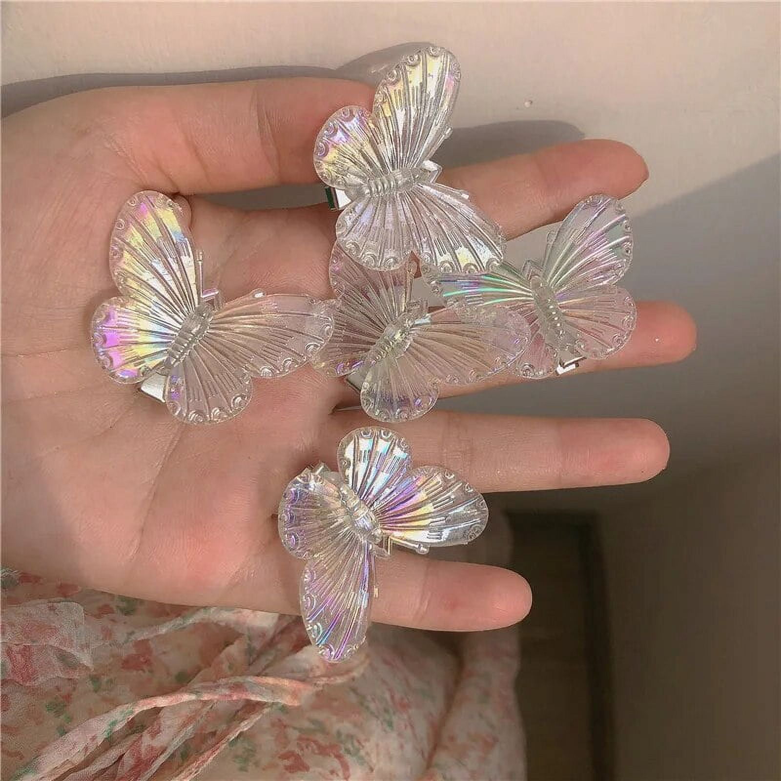 Fresh Simple Flower Hair Claw Women Transparent Butterfly Clips ...
