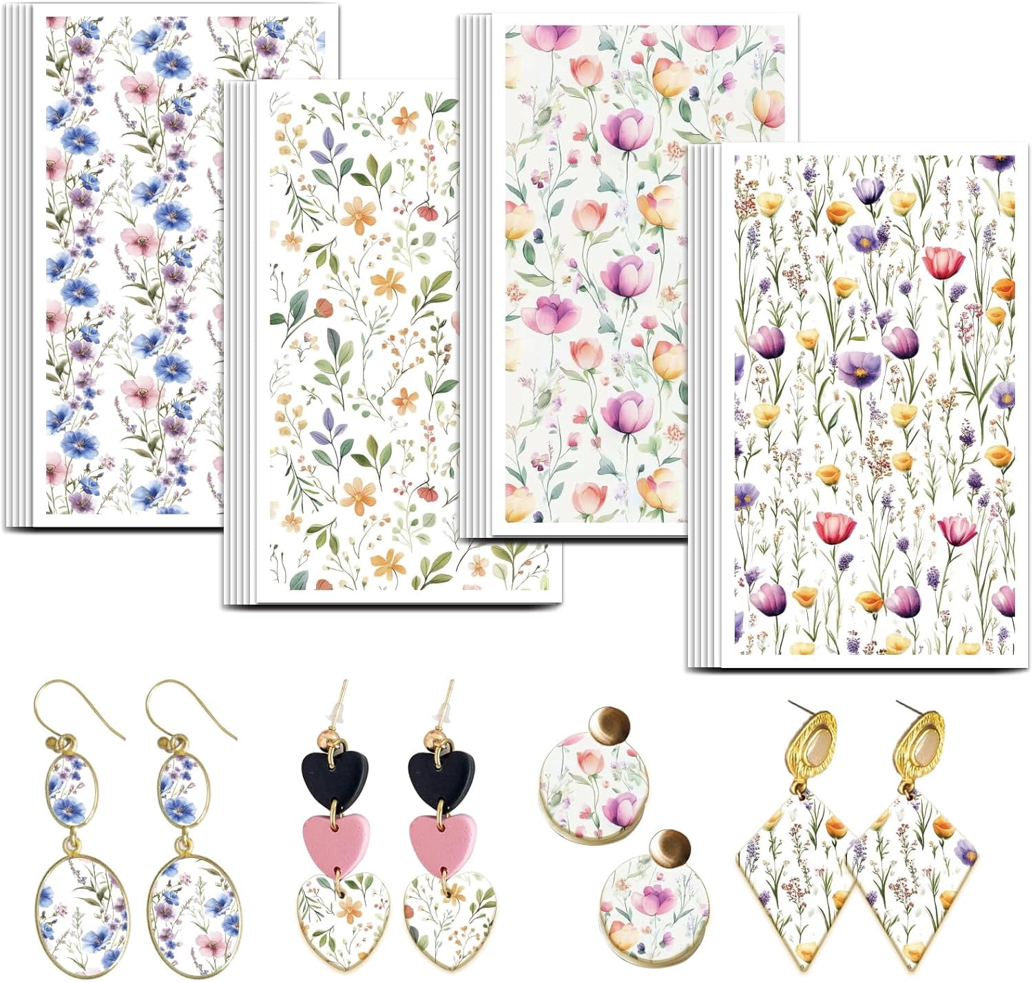 Fresh Small Floral Clay Transfer Paper 4 Design 24 Pcs Transfer Paper ...