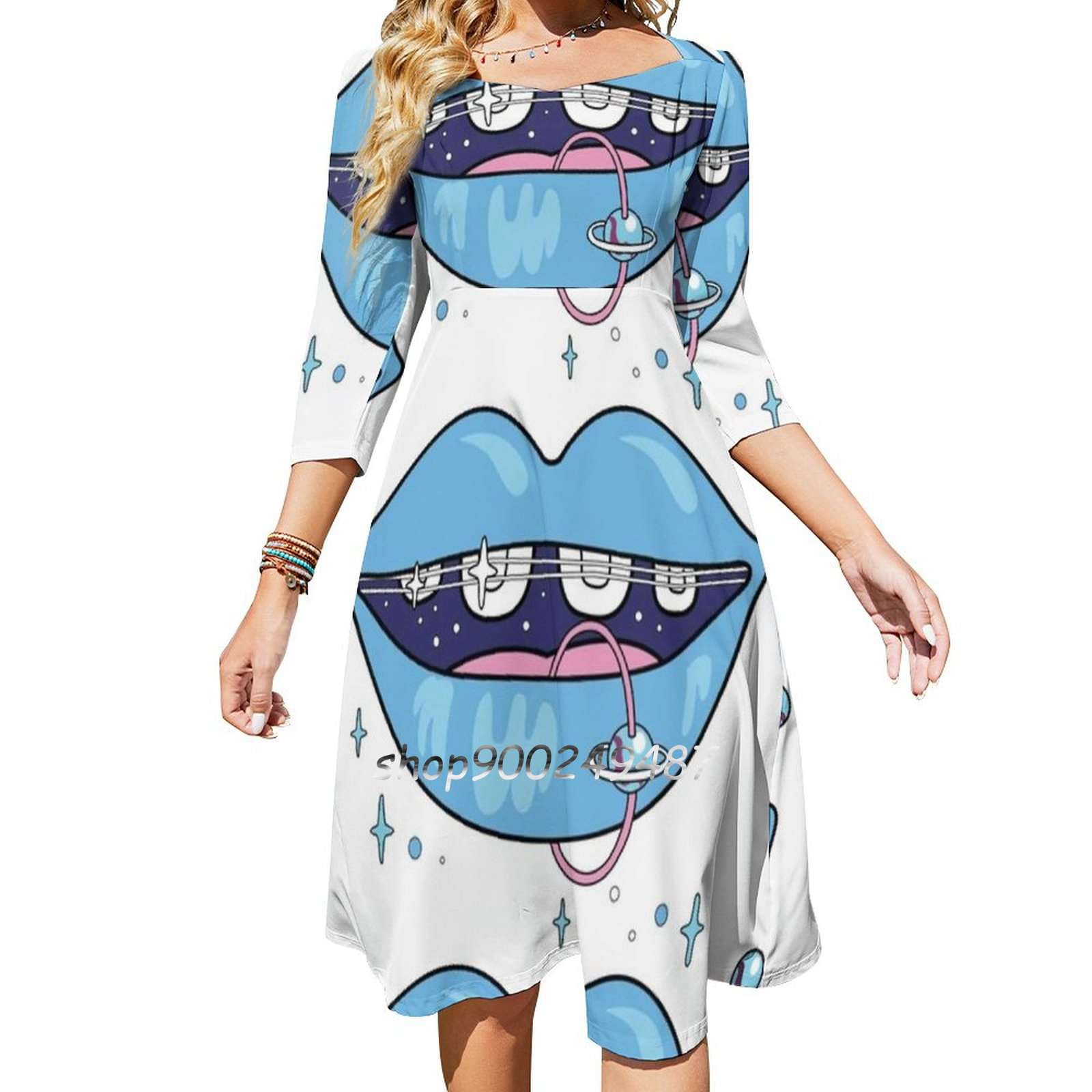 Fresh Smile Evening Party Dresses Midi Sexy Dress Female Sweet One ...