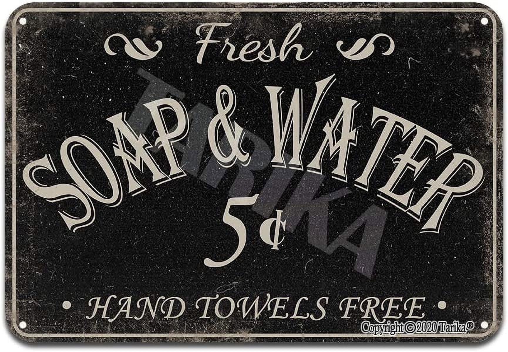 Fresh Soap & Water Hand Towels Free Vintage Bathroom Decor Iron Poster ...