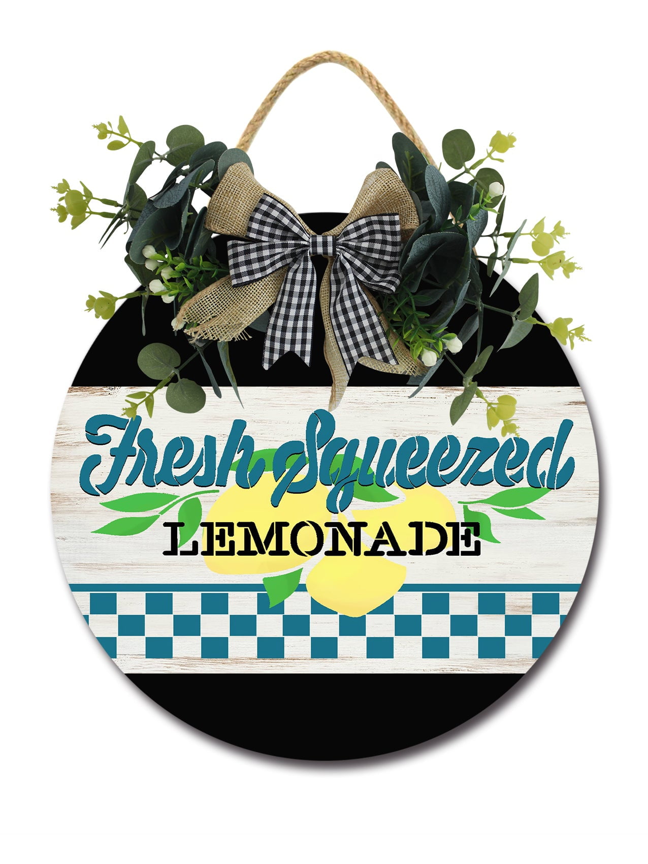 Fresh Squeezed Lemonade Sign Front Door Porch Decorations, Round Rustic ...