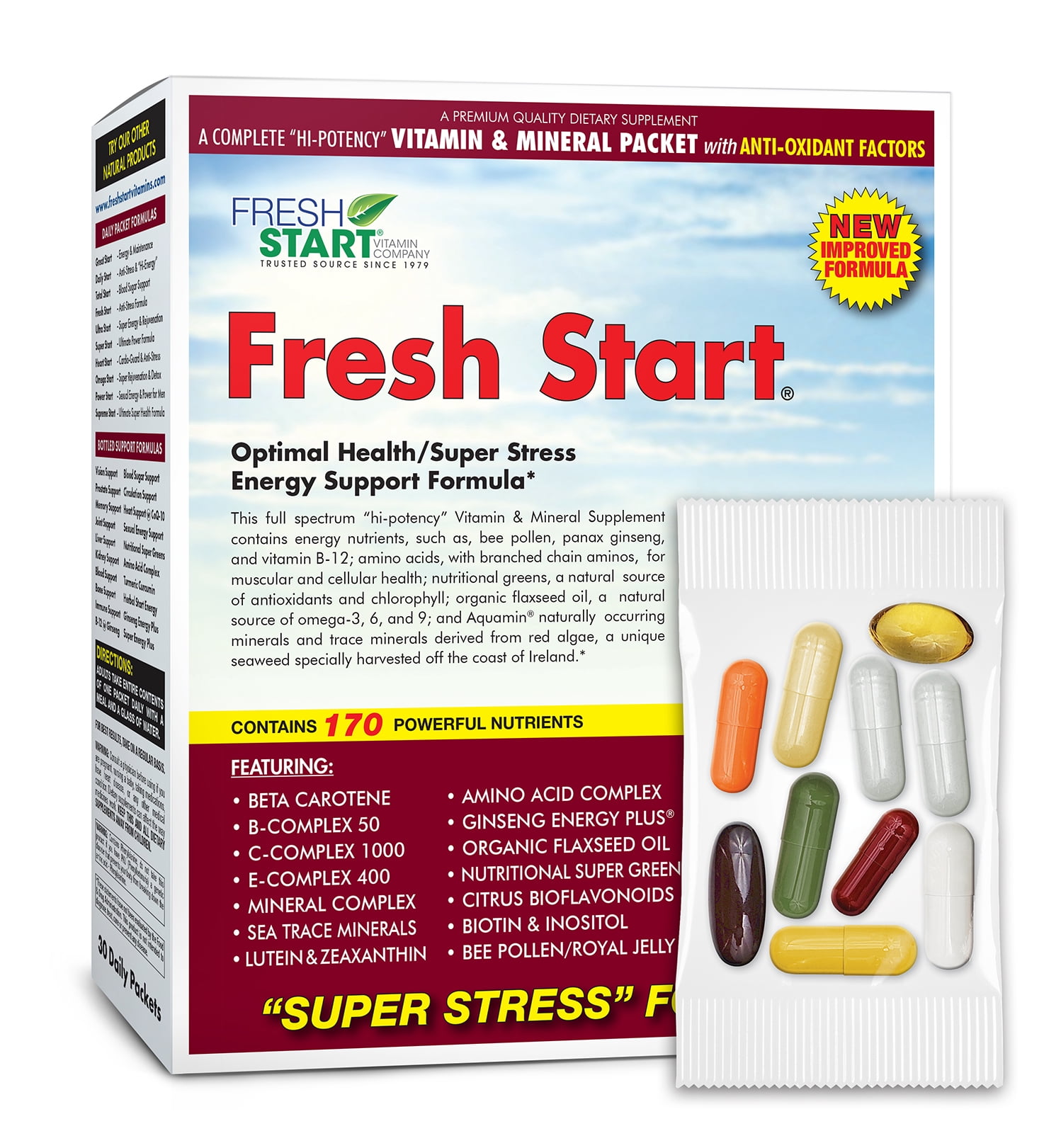 Fresh Start Complete Daily Vitamin Pack - Energy Booster & Stress ...