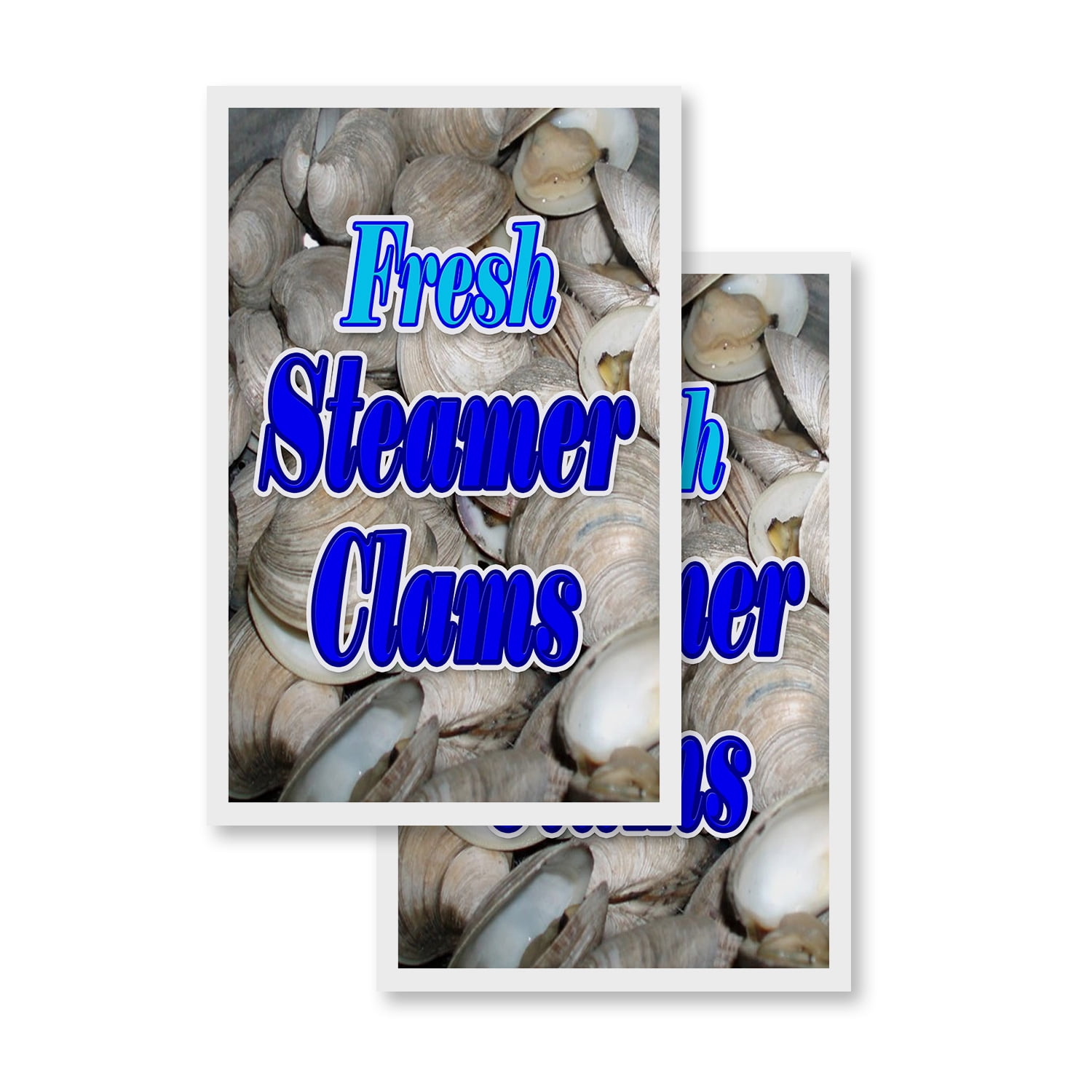 Fresh Steamer Clams (2-PACK) 24" x 36" Vinyl Decals | Sign Insert Peel ...