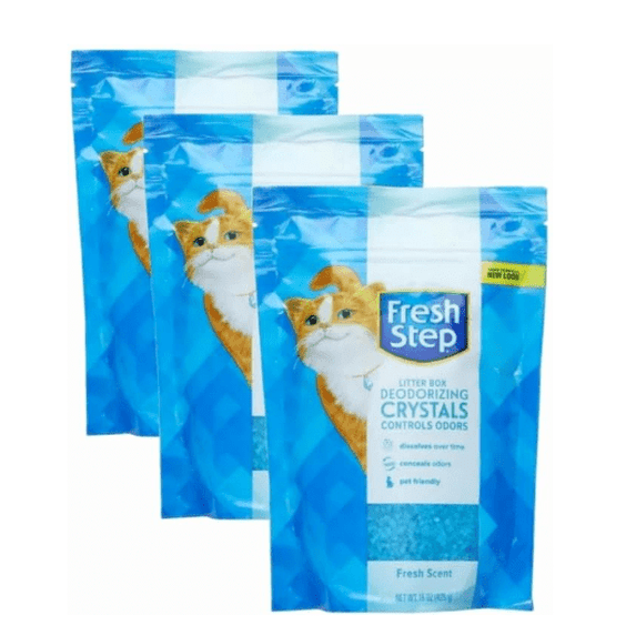 Fresh Step Litter Box Deodorizing Crystals, Blue, Fresh Scent, 15 oz, 3 ...