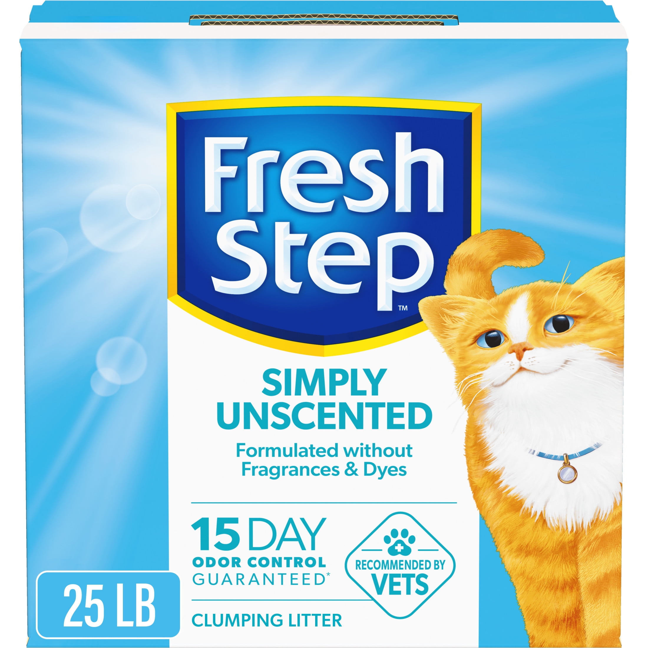Fresh Step Simply Unscented Tight Clumping Cat Litter, 25 lbs, Dust ...