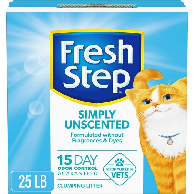 Fresh Step Simply Unscented Tight Clumping Cat Litter, 25 lbs, Dust ...