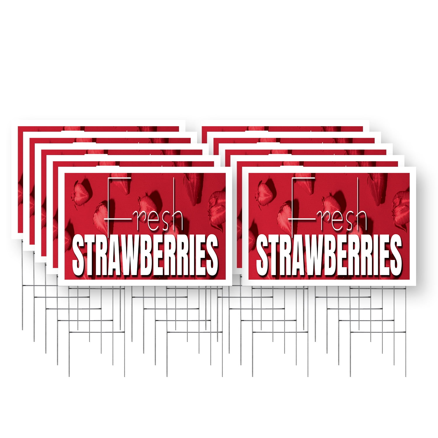 Fresh Strawberries Yard Sign 10 Pack of 24 Inch x 36 Inch Double Sided ...