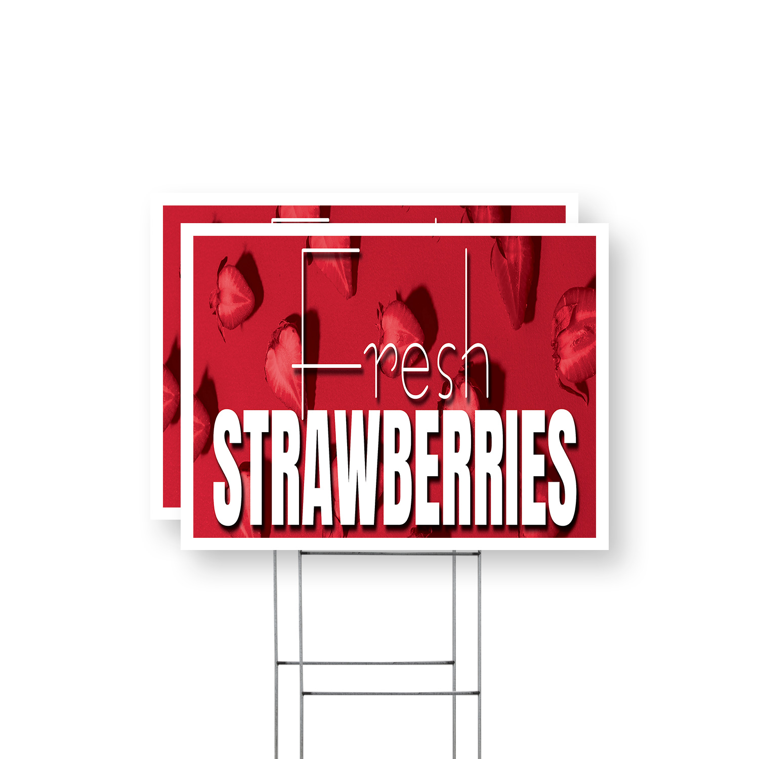 Fresh Strawberries Yard Sign 2 Pack of 18 Inch x 24 Inch Single Sided ...